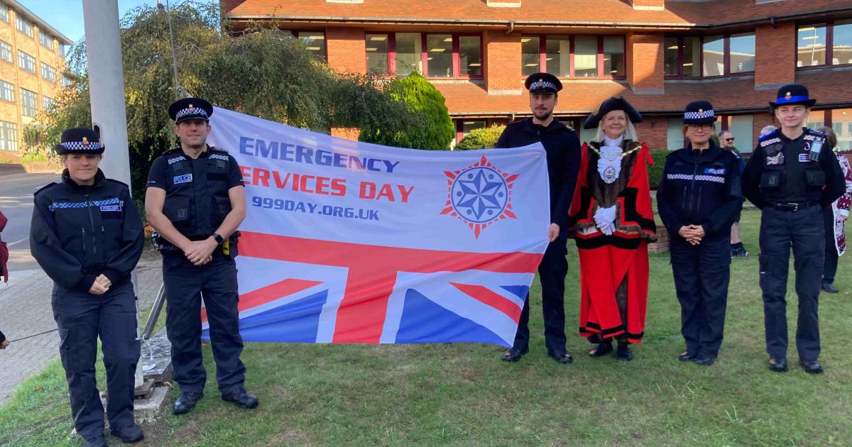 Flag raised for 999 Emergency Services Day | Surrey Heath Borough Council